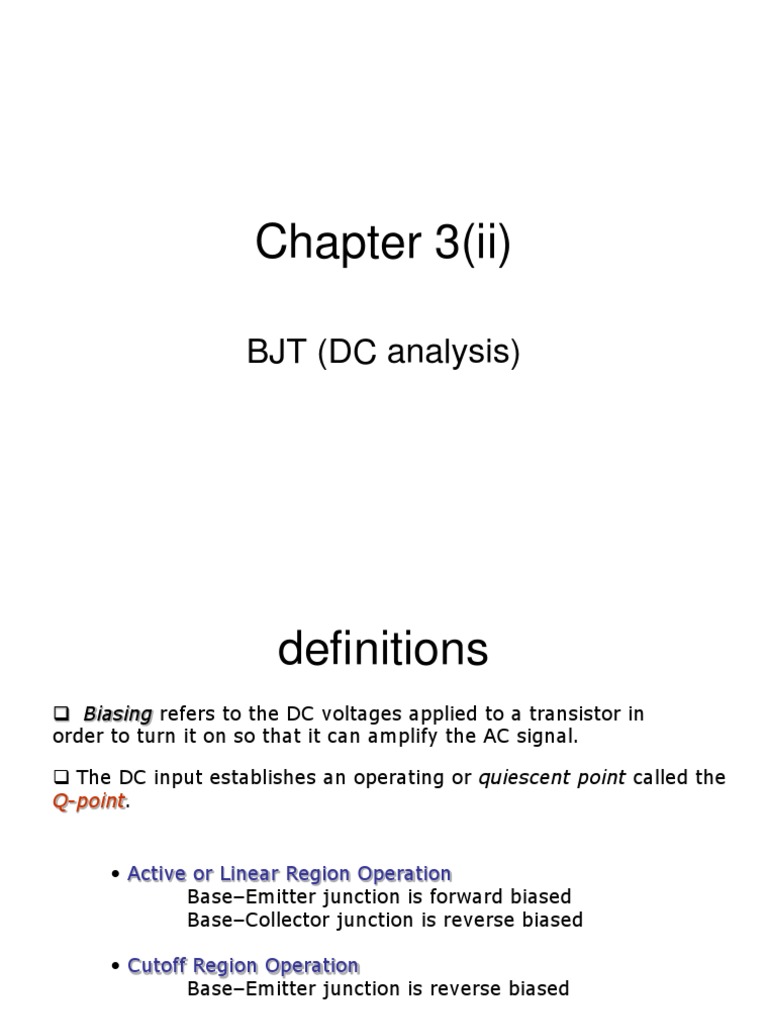 Chapter 3 (Ii) : BJT (DC Analysis) | PDF | Bipolar Junction Transistor | Electrical Equipment