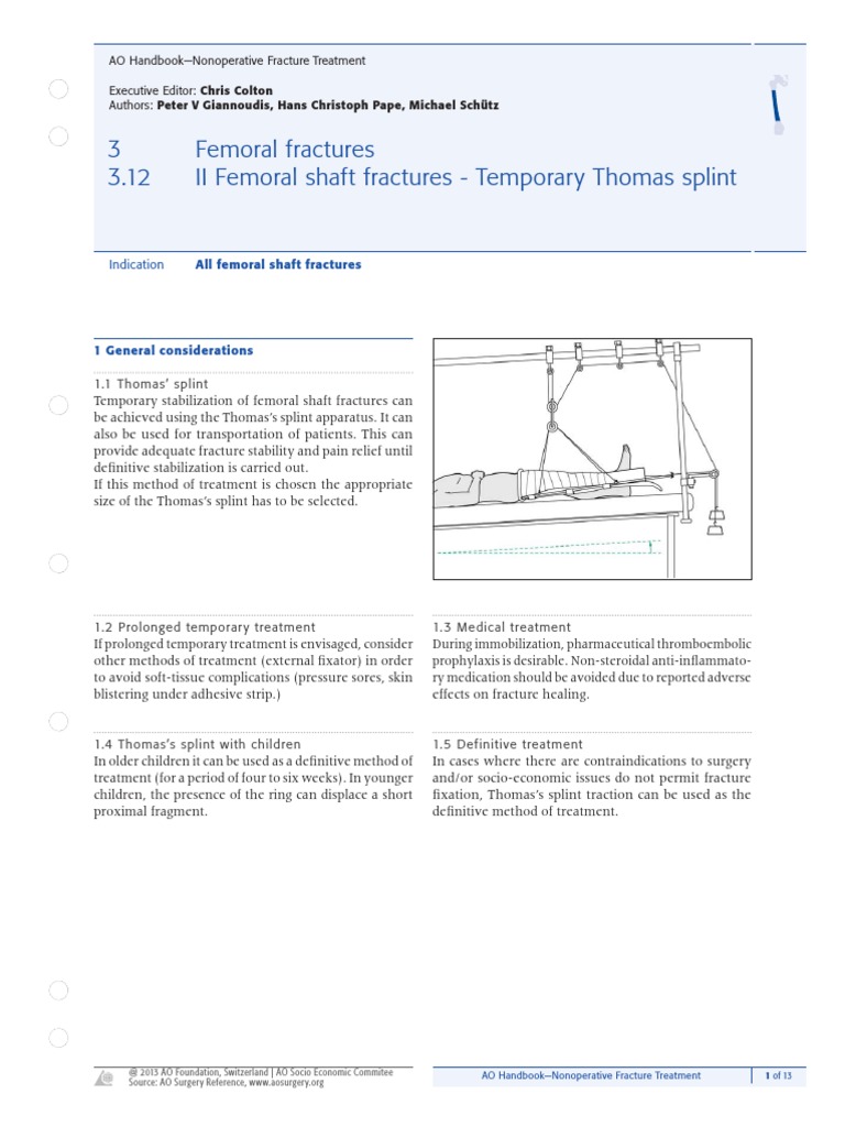Application of a Temporary Thomas Splint for Femoral Shaft Fracture ...
