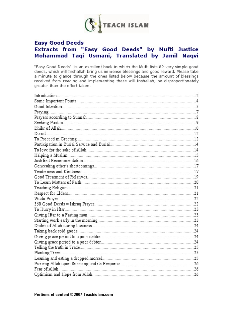 Easy Good Deeds | PDF | Sin | Prayer