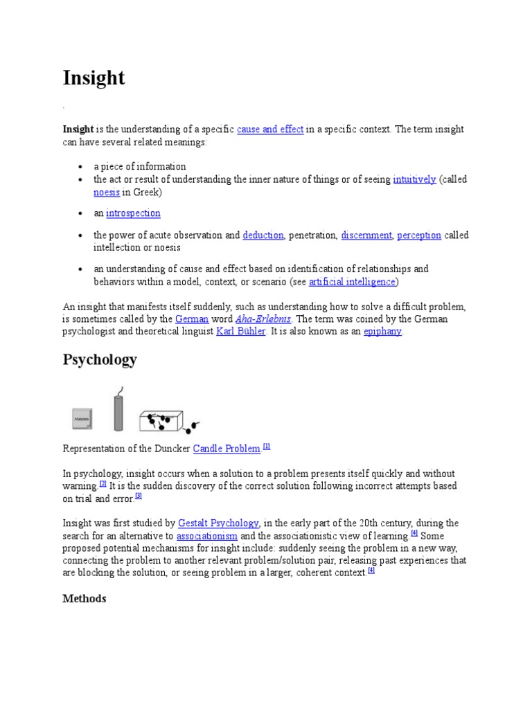 Insight: Psychology | PDF | Insight | Psychological Concepts