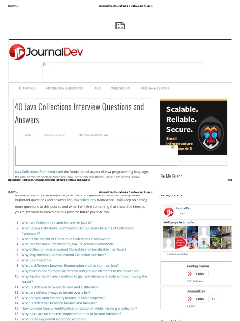 40 Java Collections Interview Questions and Answers | PDF | Queue (Abstract Data Type) | Array ...