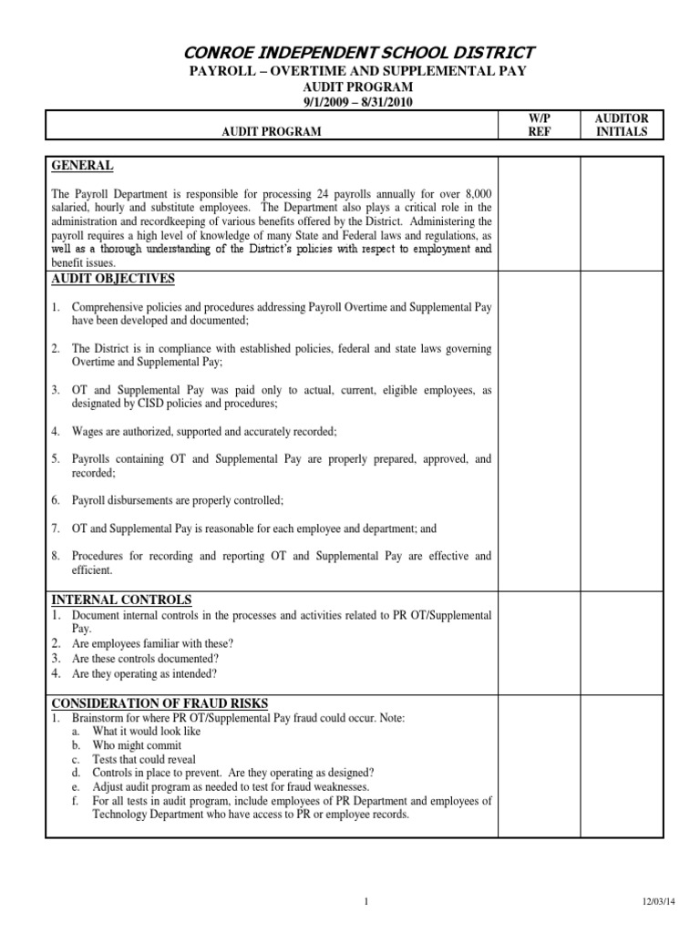 Payroll - Overtime Supplemental Pay | PDF | Payroll | Auditor's Report