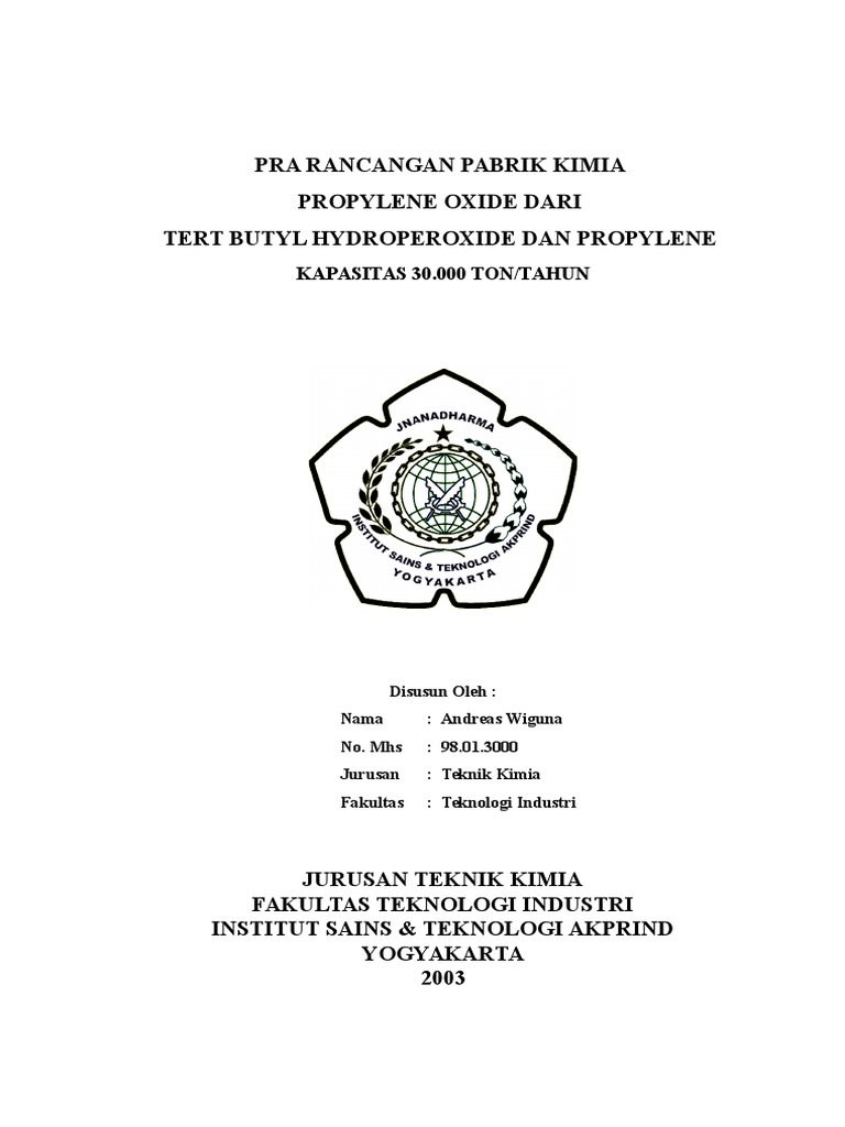 Pra Rancangan Pabrik Kimia | PDF