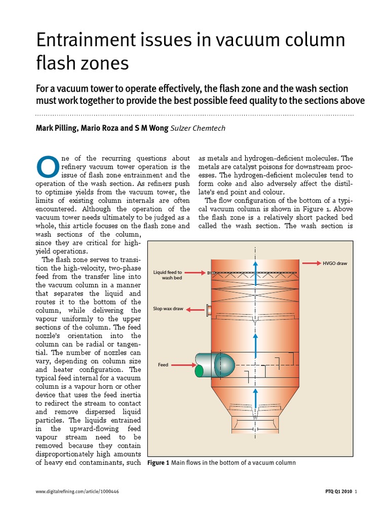Entrainment in Vacuum Column Flash Zone | PDF | Distillation | Oil Refinery