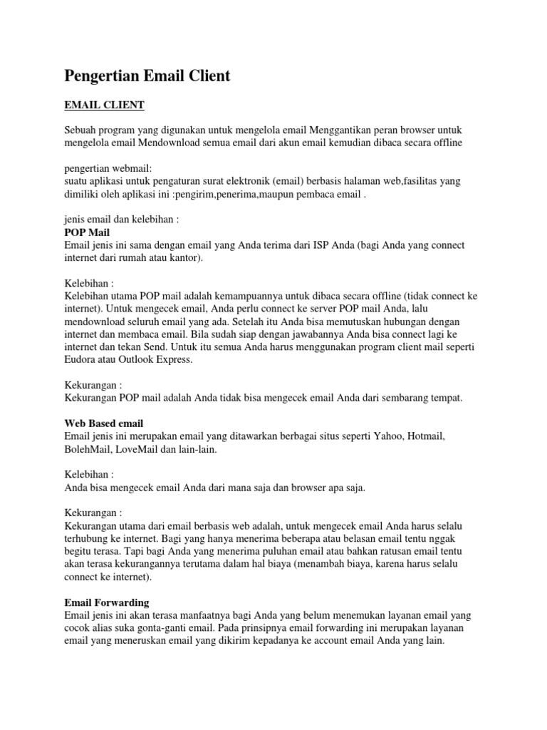 Pengertian Email Client | PDF | Komputer
