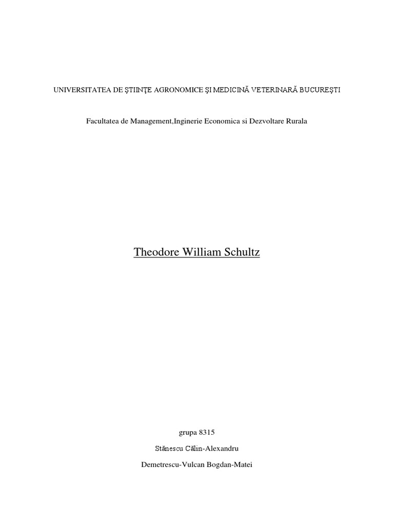 Theodore William Schultz: Nobel Economist | PDF | Development Economics ...