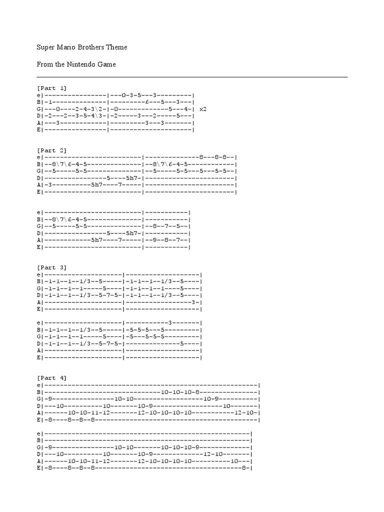 Super Mario Brothers Theme | PDF