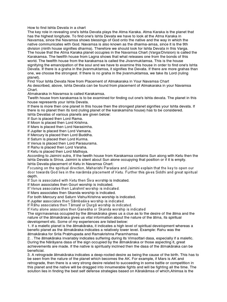 Finding Your Ishta Devata in Navamsa | PDF | Astrology | Ancient Astronomy