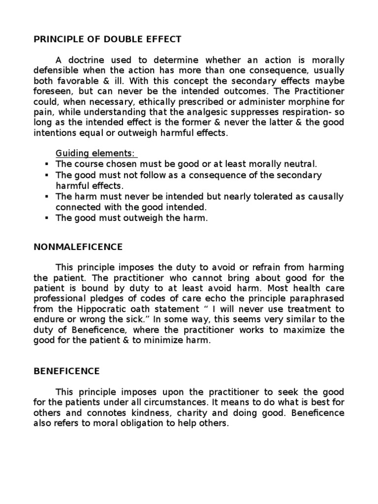 Principle of Double Effect | PDF