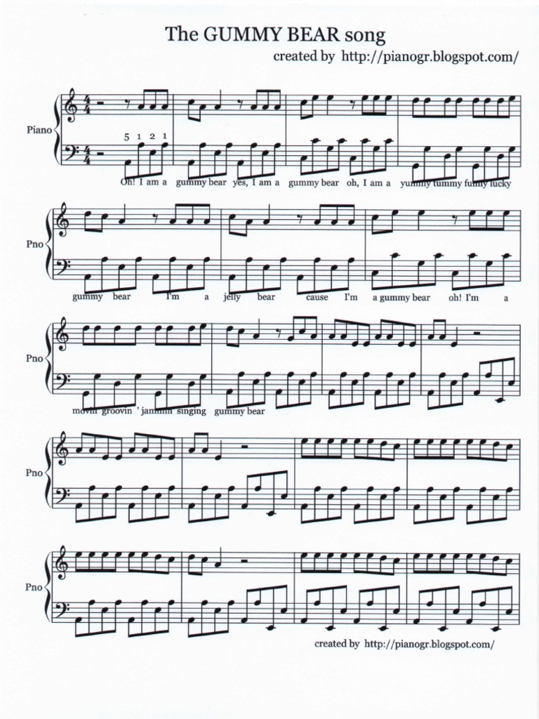 The Gummy Bear Song: Piano