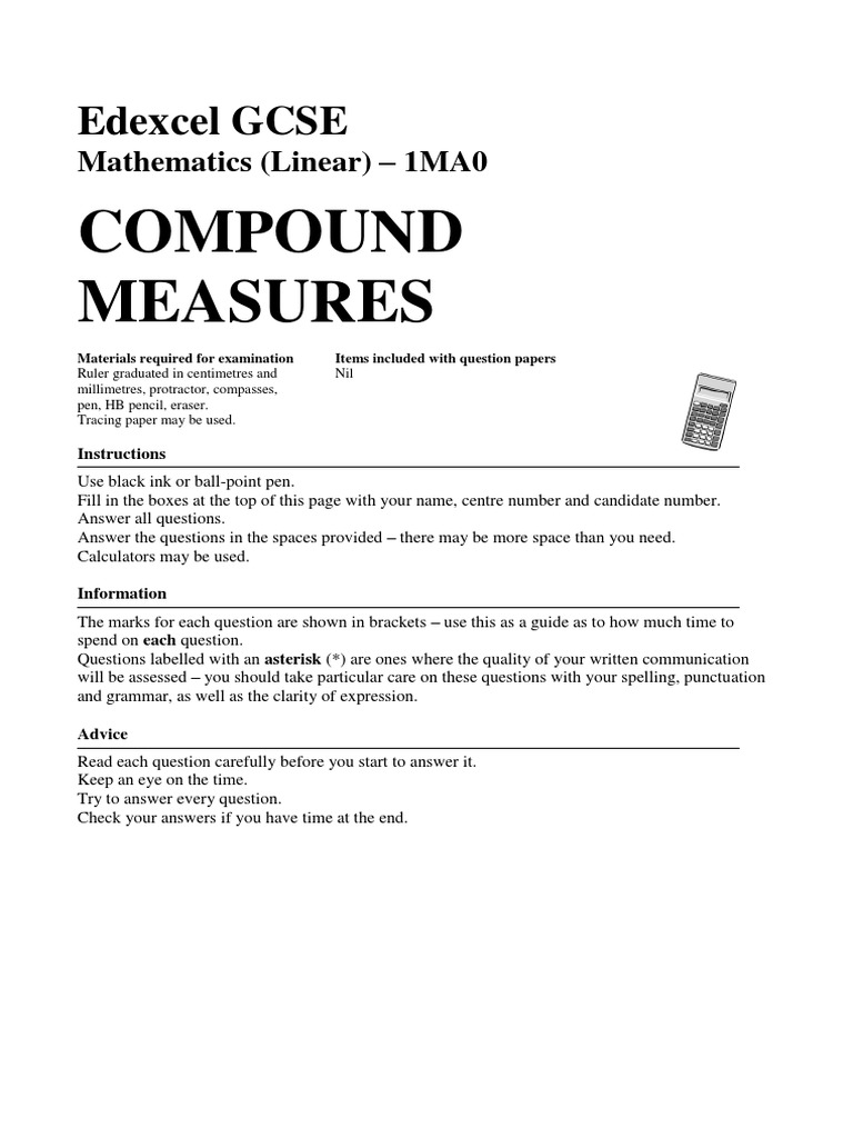 75 Compound Measures | PDF | Speed | Density