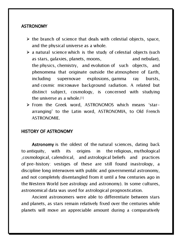 Overview of Astronomy and Its History | PDF