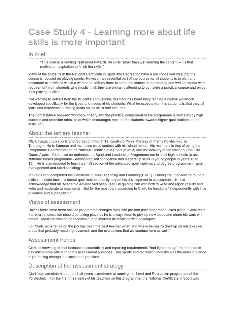 Case Study & Life Skills | PDF | Educational Assessment | Health Education