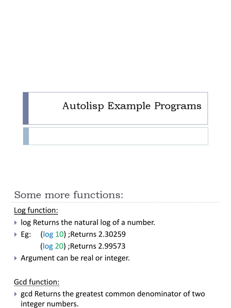 Autolisp Example Programs Pdf