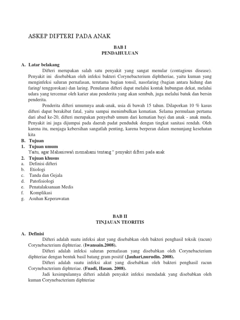 Askep Difteri Pada Anak | PDF