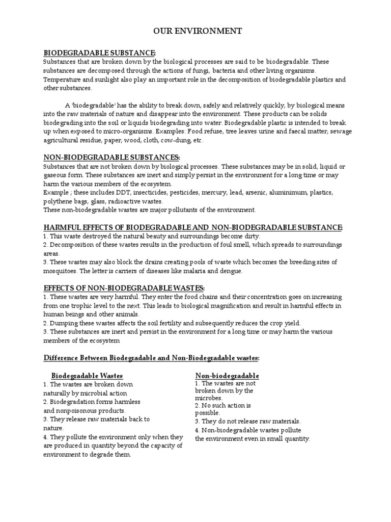 Our Environment Notes Class X | PDF | Food Web | Ecosystem