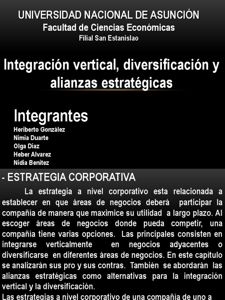 Integración Vertical, Diversificación y Alianzas Estratégicas | PDF ...