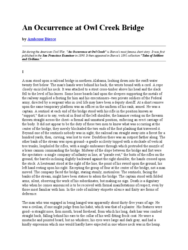 An Occurrence at Owl Creek Bridge | PDF | Ambrose Bierce