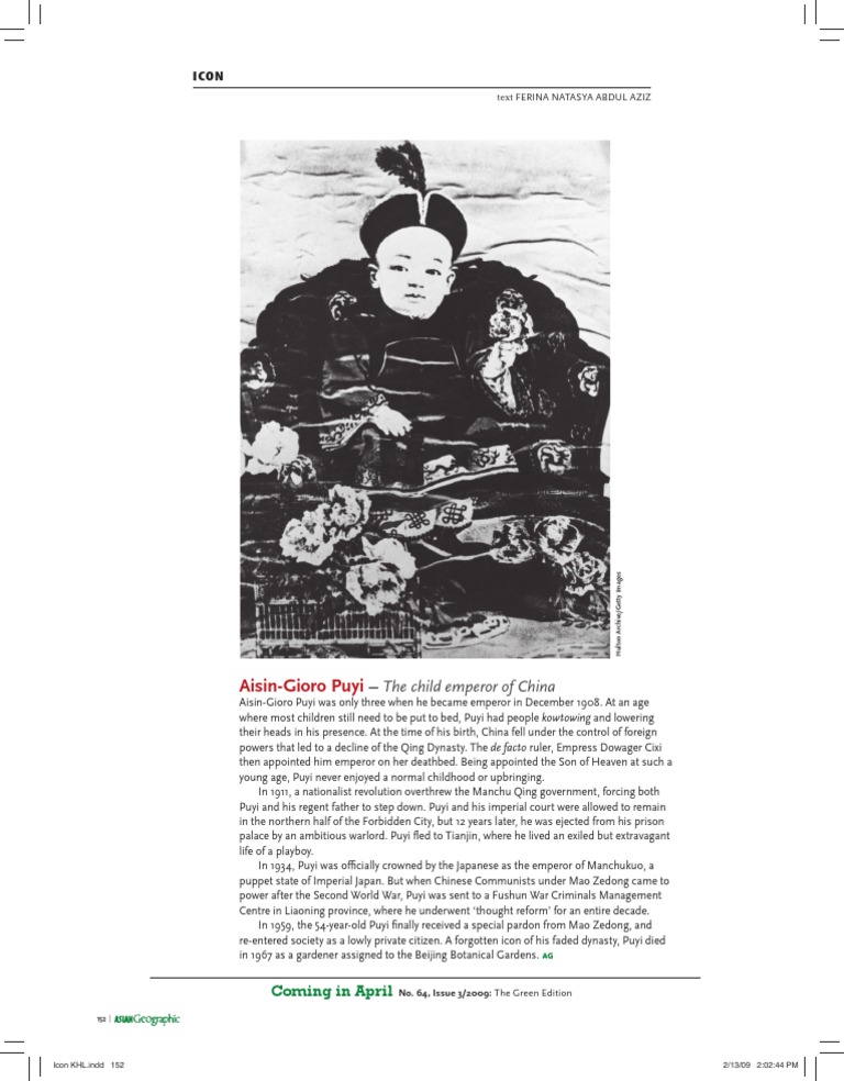 Aisin-Gioro Puyi - The Child Emperor of China | PDF | Emperor Of China ...