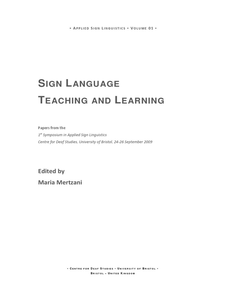 Applied Sign Linguistics? A Forming Descipline? | PDF | Sign Language ...