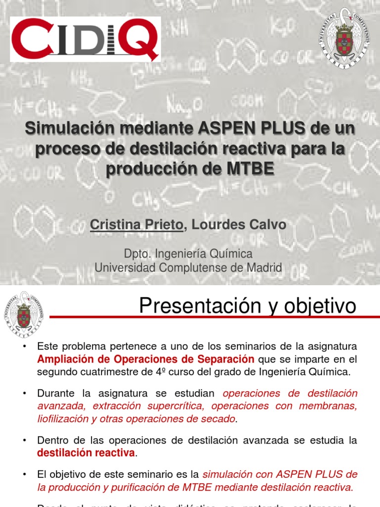Columna Radfrac Aspen | Descargar gratis PDF | Destilación | Ingeniería ...