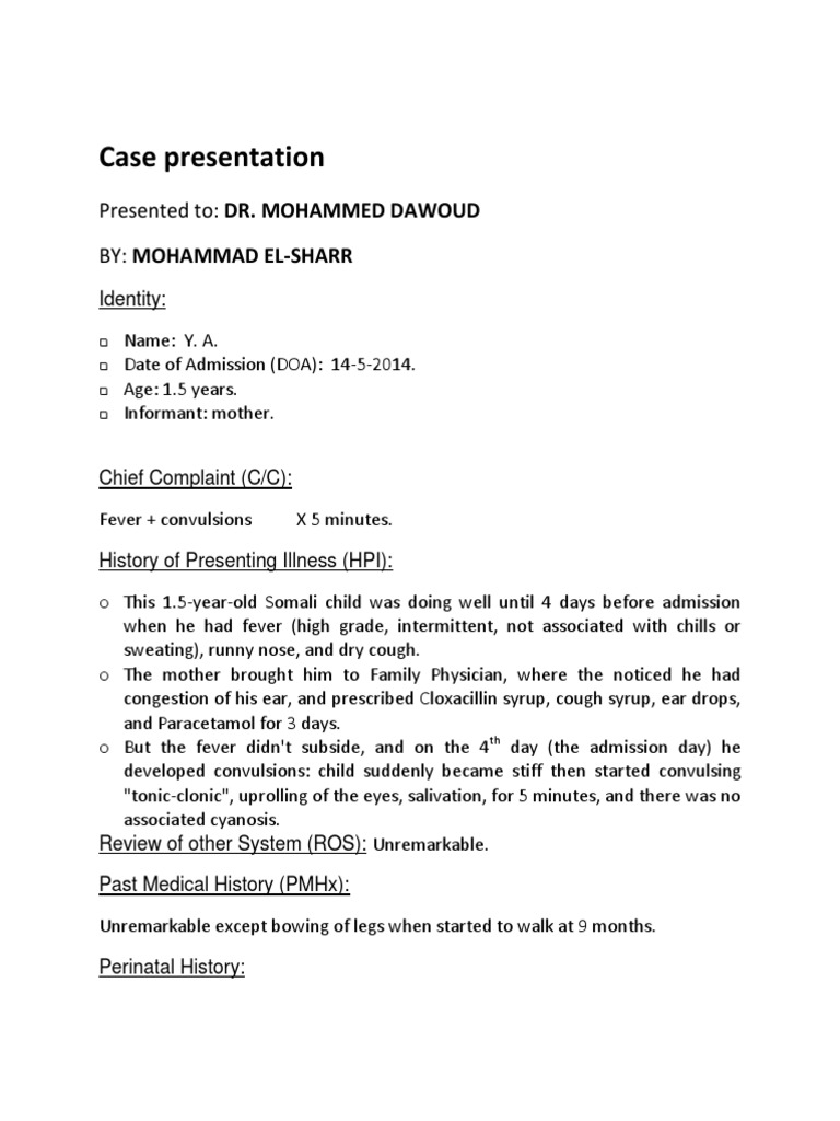 Case Presentation | PDF | Physical Examination | Medical Specialties