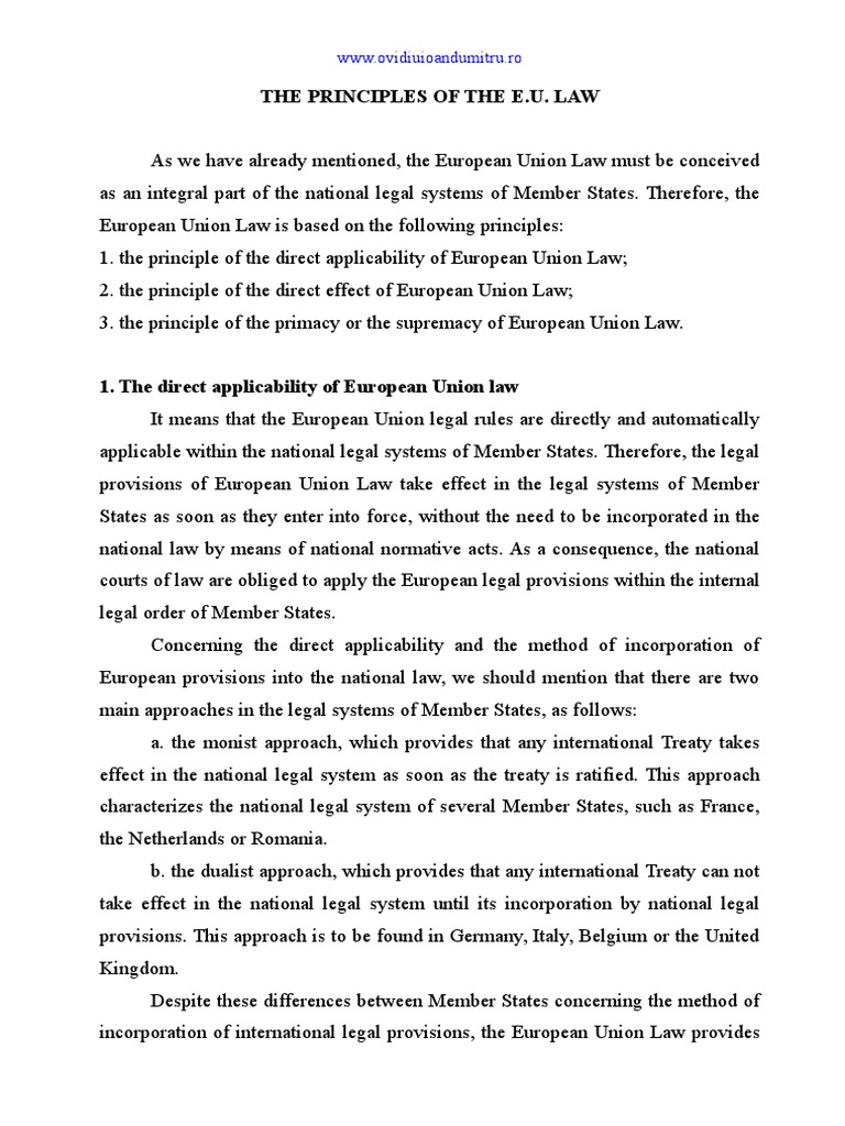 The Principles of The E.U. Law: WWW - Ovidiuioandumitru | PDF ...