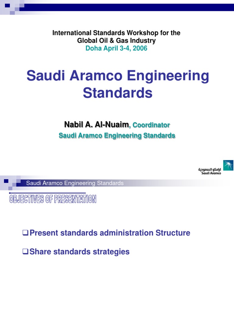 Saudi Aramco Presentation | PDF | Business Process | Standardization