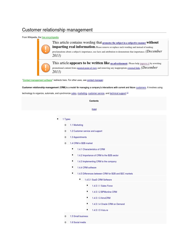 Customer Relationship Management | PDF