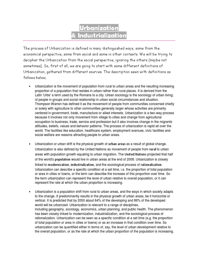 Urbanization: Causes and Impacts | PDF | Urbanization | Modernization ...