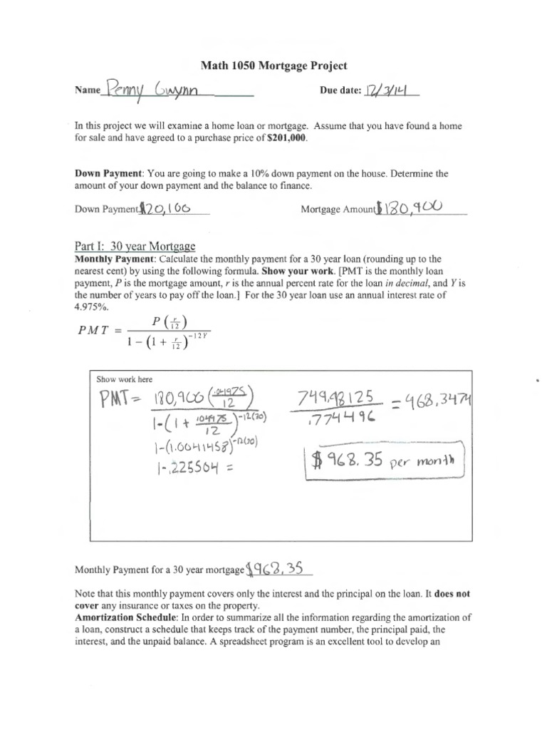 Penny Gwynn Math Project 2 | PDF | Mortgage Loan | Interest