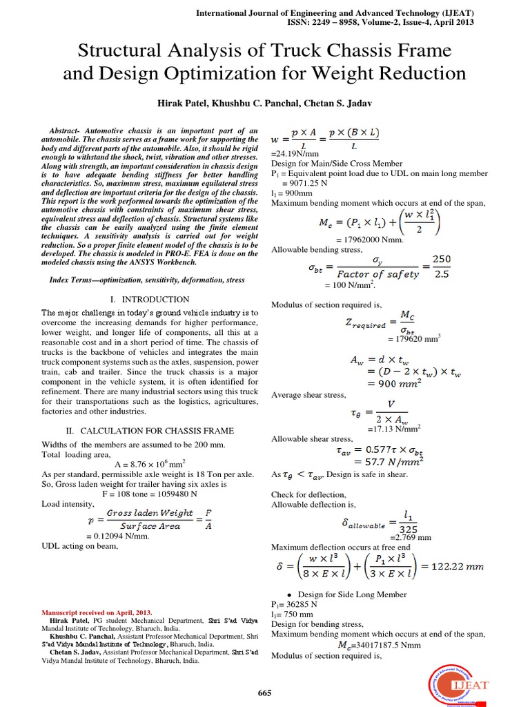 Structural Analysis of Truck Chassis Frame | PDF
