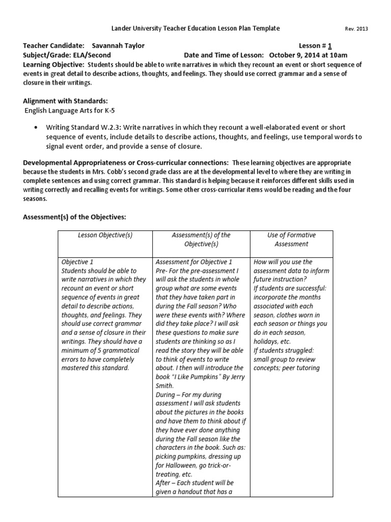 Reading Lesson Plan The Little Pumpkin | PDF | Lesson Plan ...