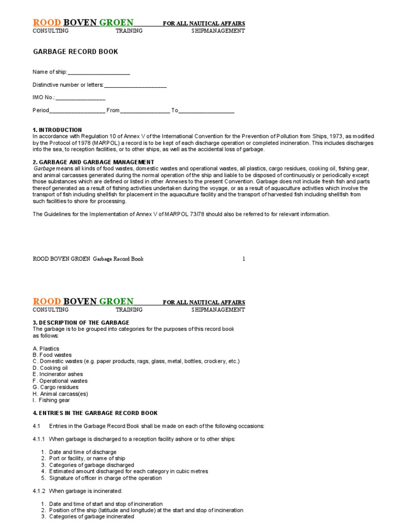 Garbage Record Book | Municipal Solid Waste | Waste