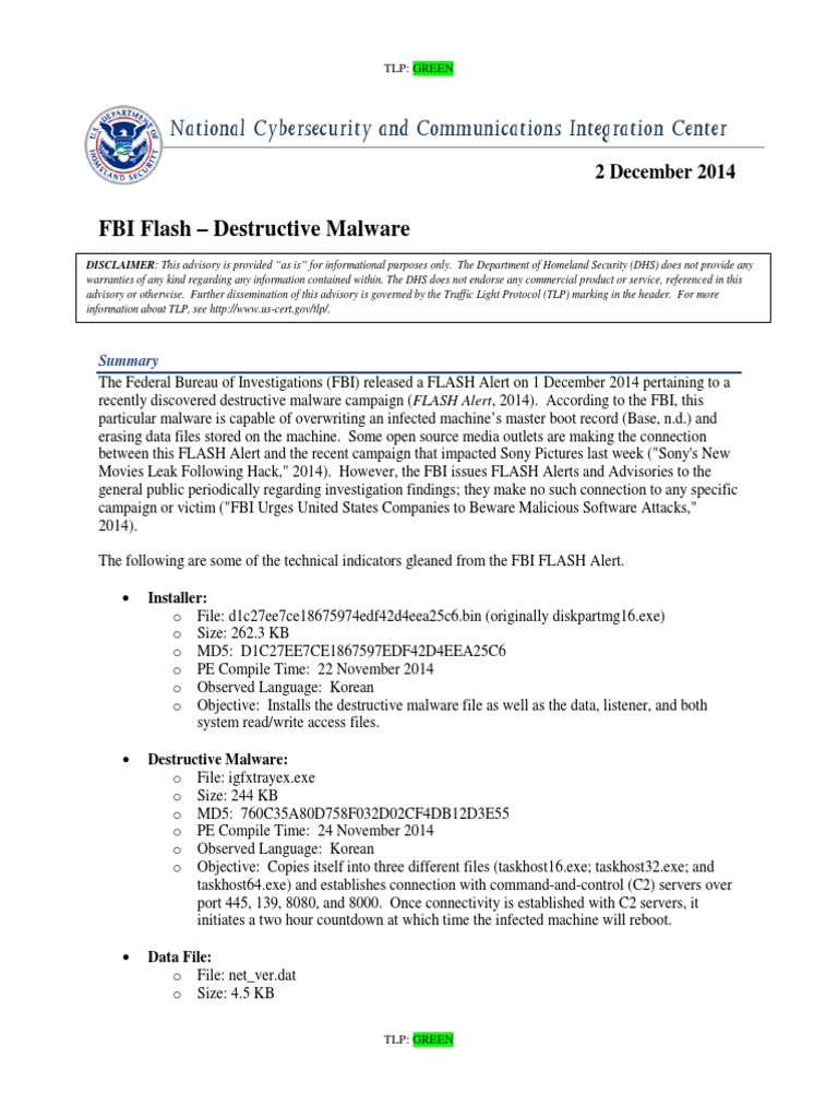 FBI Flash Warning | PDF | Computer Security | Security