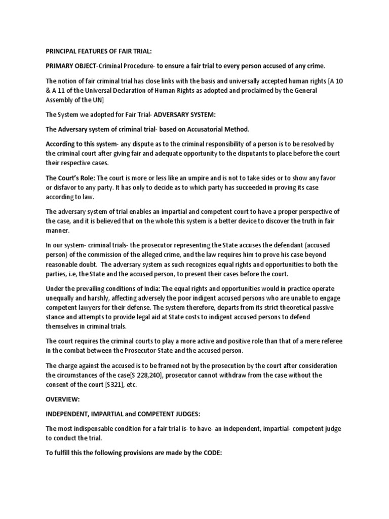 Principal Features of Fair Trial | PDF | Prosecutor | Magistrate