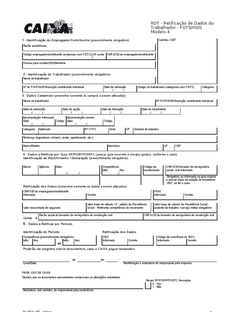 Formulário da CEF - RDT (RH)