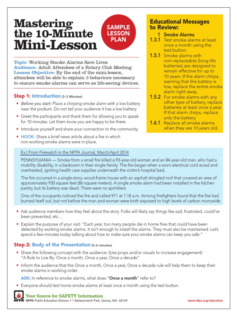 Mini Lesson Smoke Alarms | PDF | Smoke
