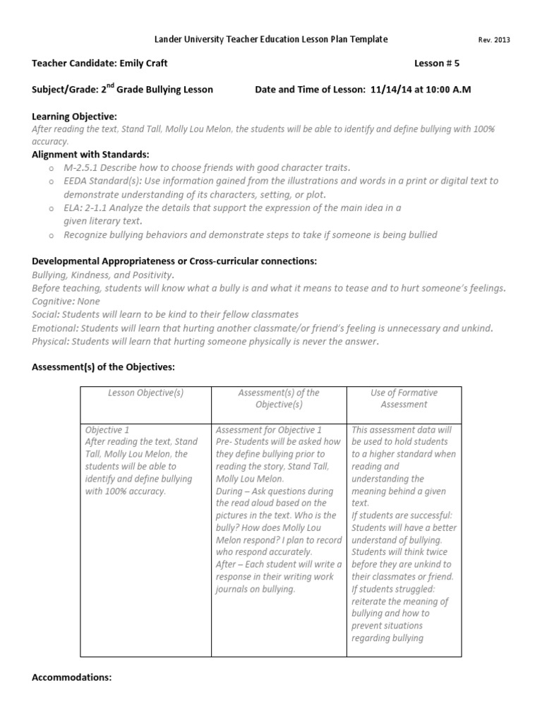Bullying Lesson Plan | PDF | Lesson Plan | Bullying