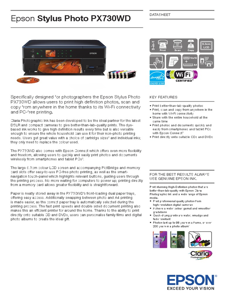 Epson Stylus Photo PX730WD Brochures 1 | Image Scanner | Secure Digital