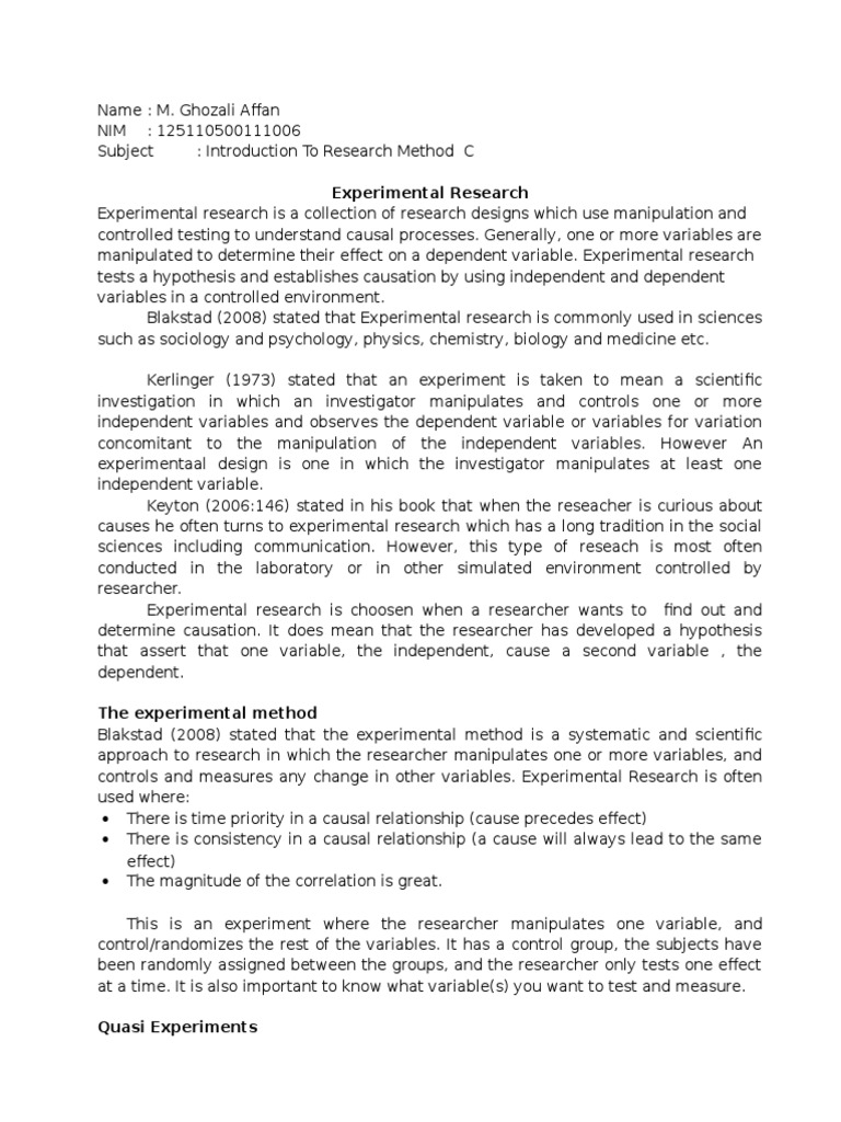 Understanding Experimental Research | PDF | Experiment | Causality