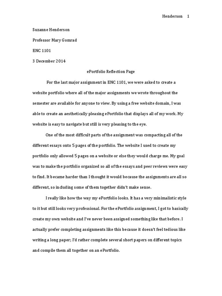 Eportfolio Reflection Page | PDF