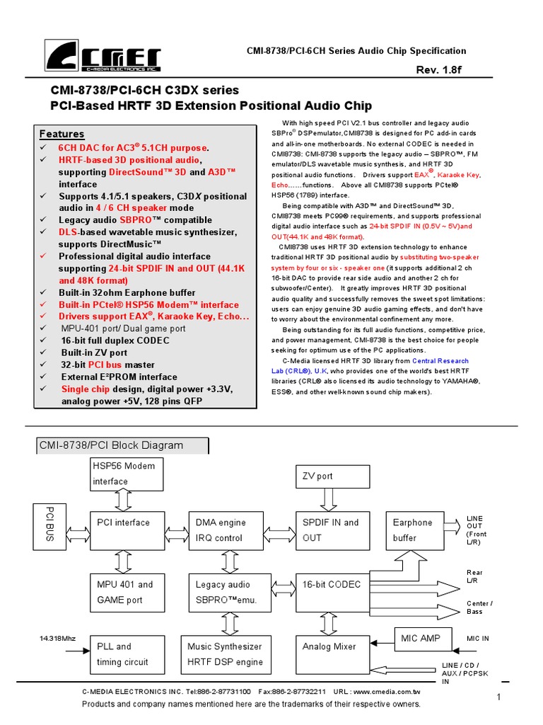 CMI8738 6ch Series Spec v18f Registers | PDF | Digital Electronics ...