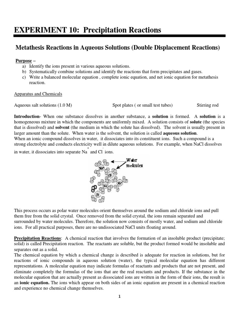 Double Displacement Reaction Experiment