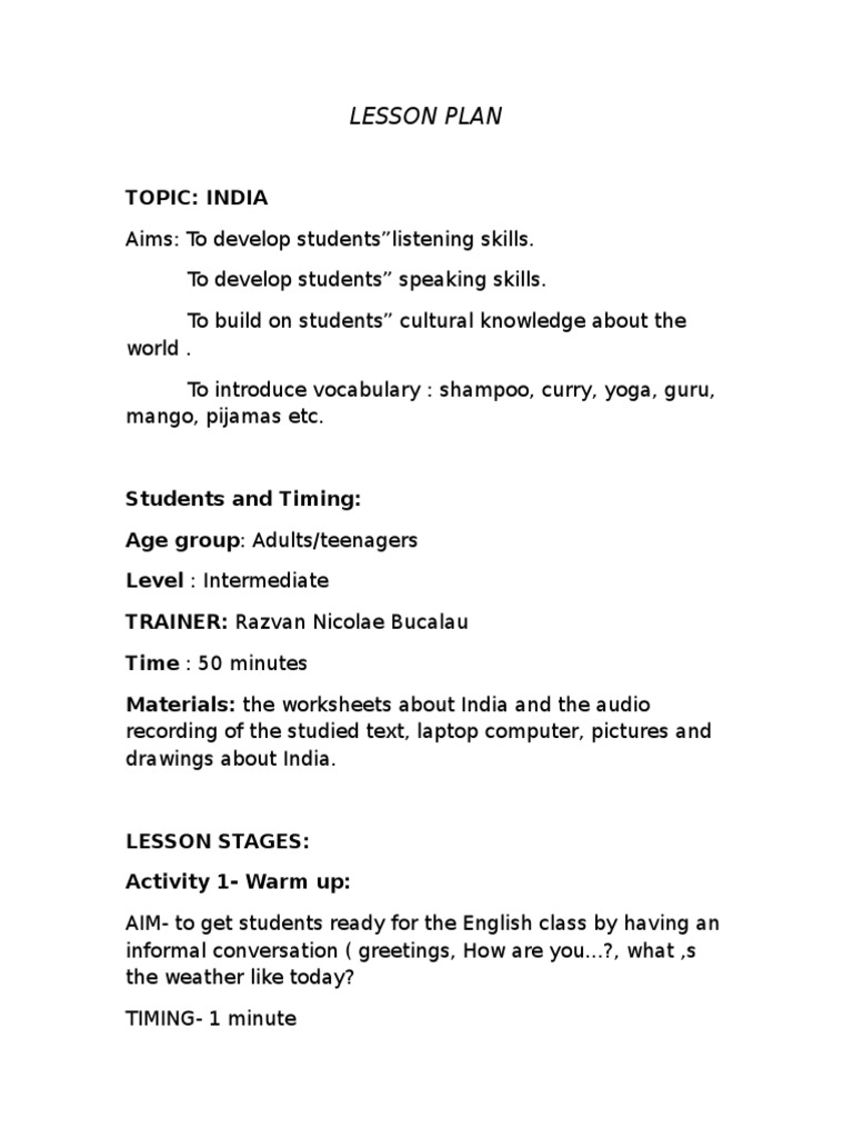 India Lesson Plan | Lesson Plan | Semiotics