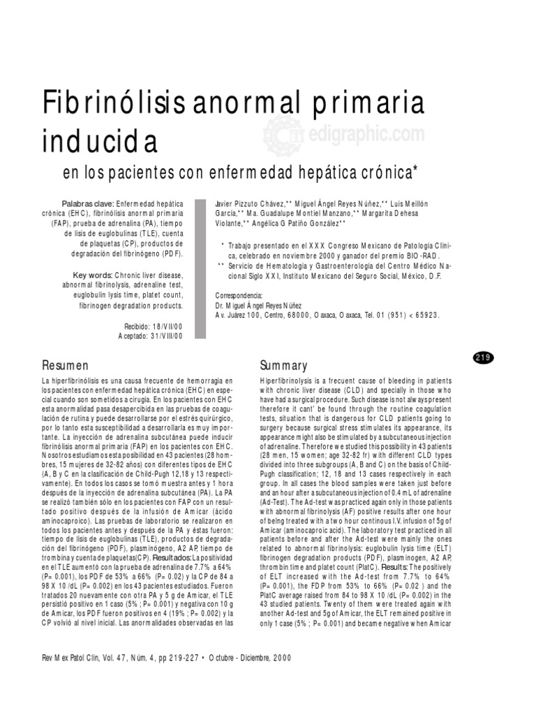 Fibrinolisis PDF | PDF | Coagulación | Sangre