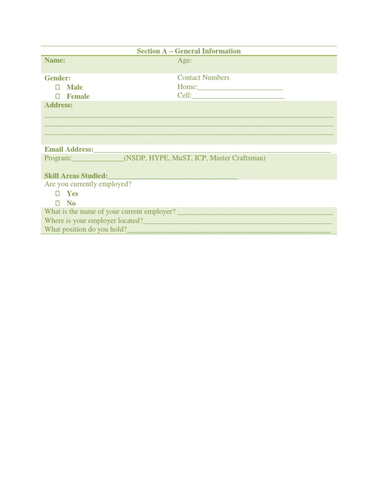 Exit Questionnaire | PDF