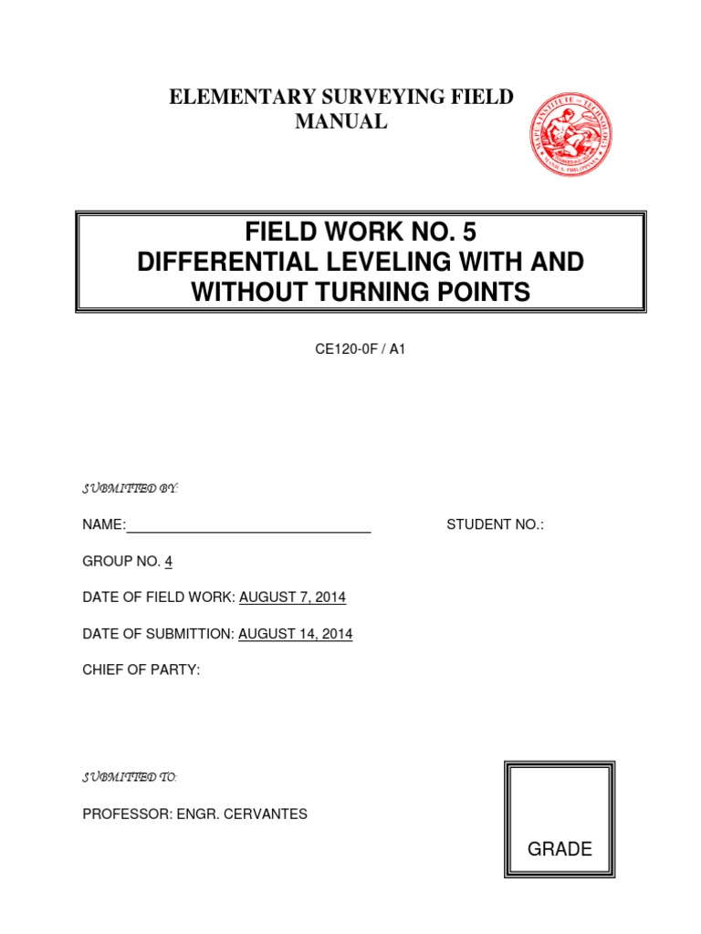 Field Work No. 5 Differential Leveling With and Without Turning Points PDF | PDF | Accuracy And ...