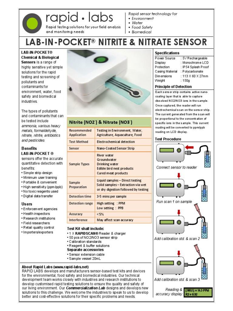 Specification Sheet Nitritenitrate Sensor | PDF | Nitrate | Water Pollution