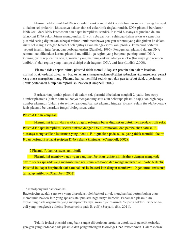 Dasar Teori Isolasi DNA Plasmid | PDF